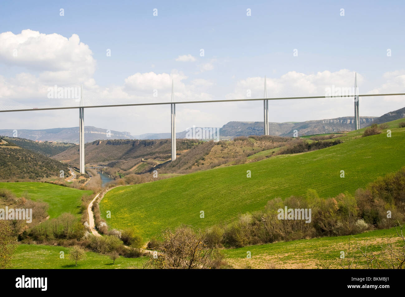 The Beautiful Millau Viaduct Suspension Bridge Carrying Traffic Over ...