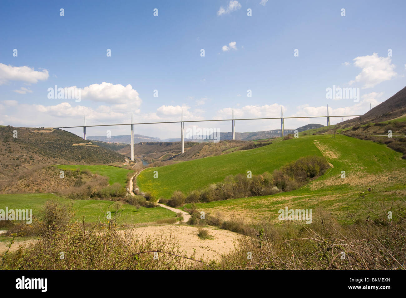 The Beautiful Millau Viaduct Suspension Bridge Carrying Traffic Over ...
