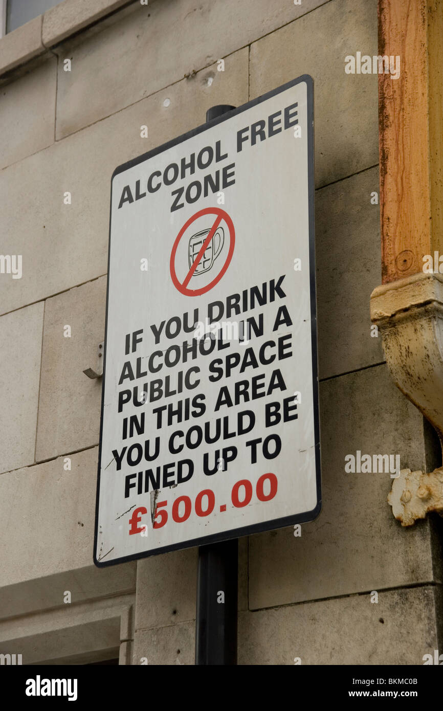 Alcohol Free zone Sign on a street in Liverpool Stock Photo - Alamy