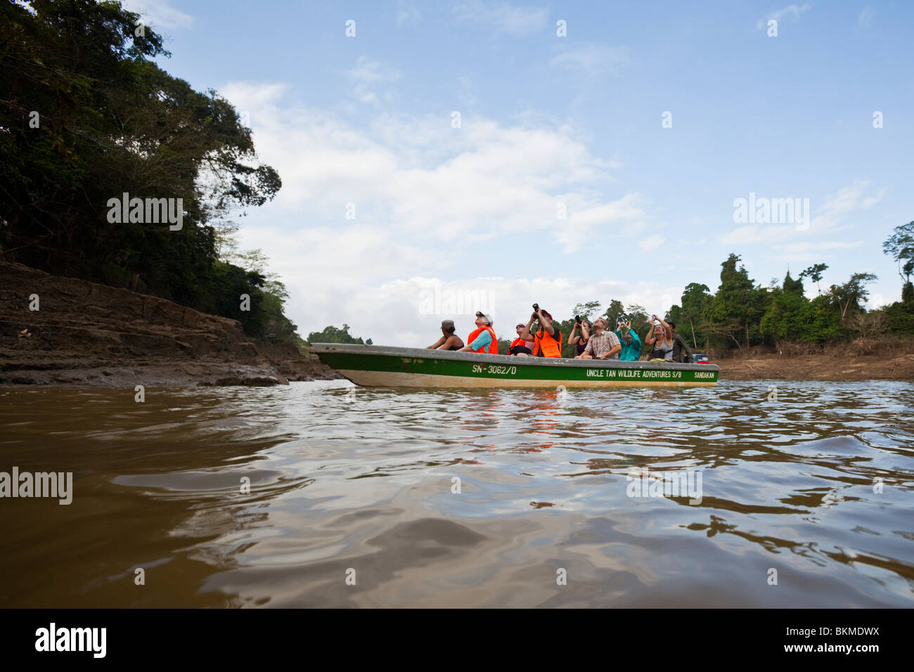 Wildlife spotting boat tour on the Kinabatangan River, Sabah, Borneo ...