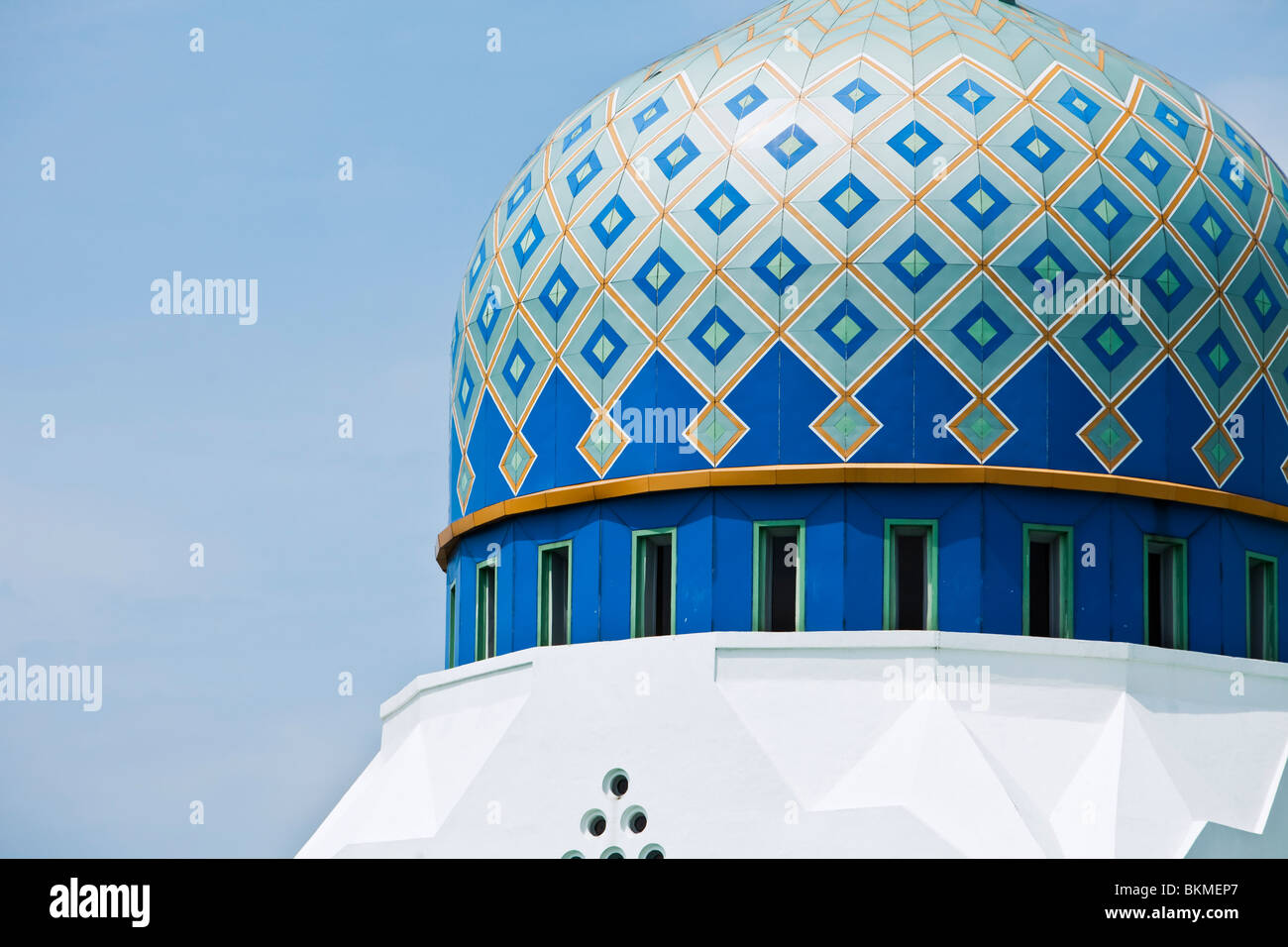 Dome of the Kota Kinabalu City Mosque at Likas Bay. Kota Kinabalu ...