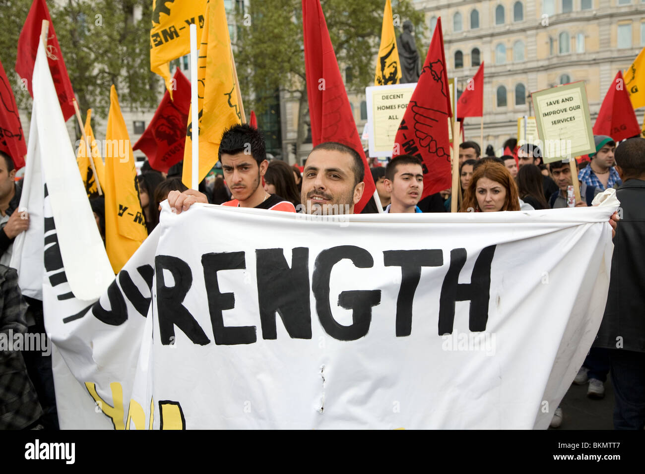 May Day march and rally at Trafalgar Square, May 1st, 2010 Stock Photo ...