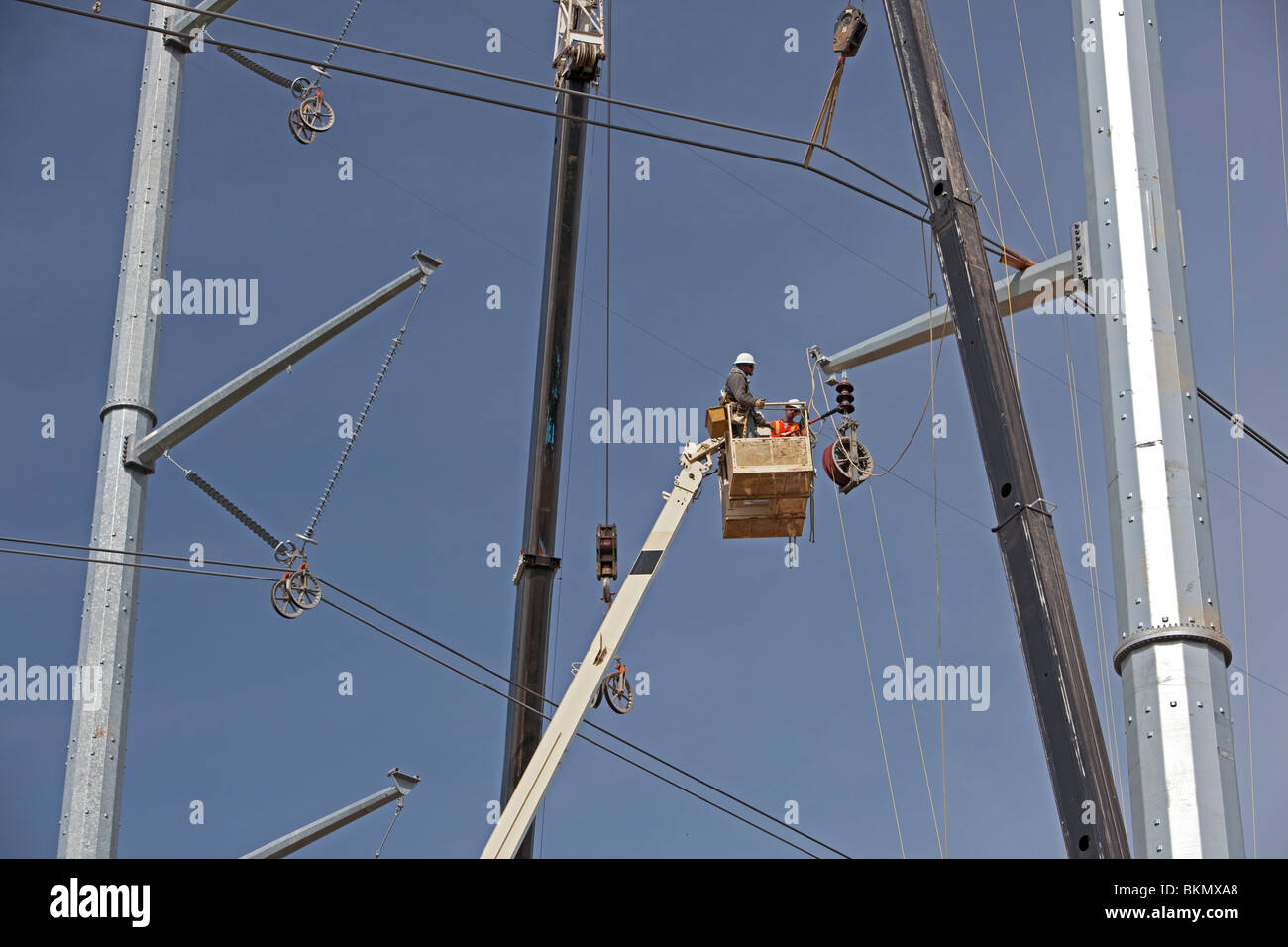Construction of High Voltage Power Line Stock Photo - Alamy