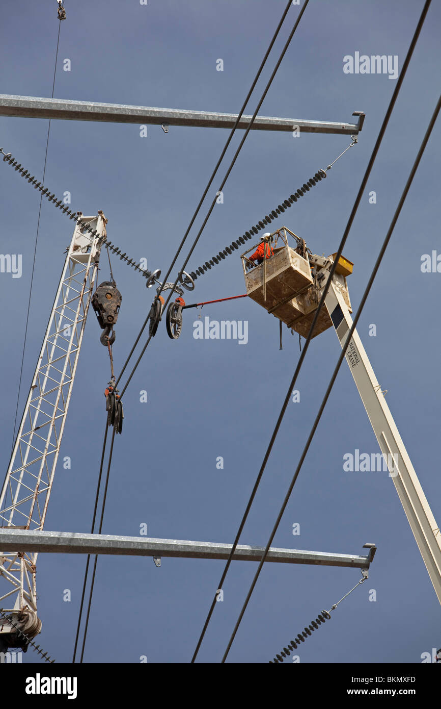 Construction of High Voltage Power Line Stock Photo - Alamy