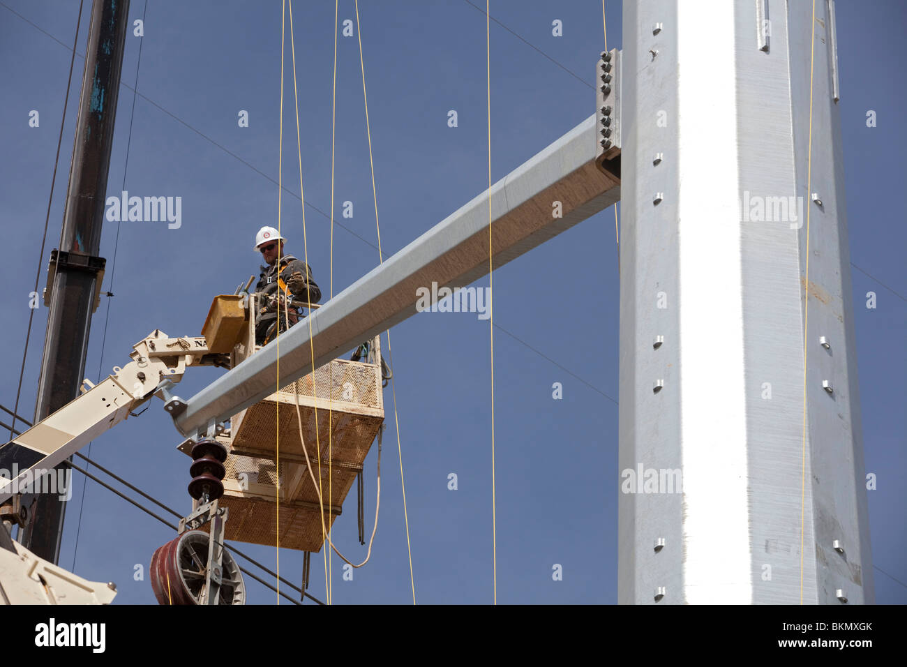 Construction of High Voltage Power Line Stock Photo - Alamy