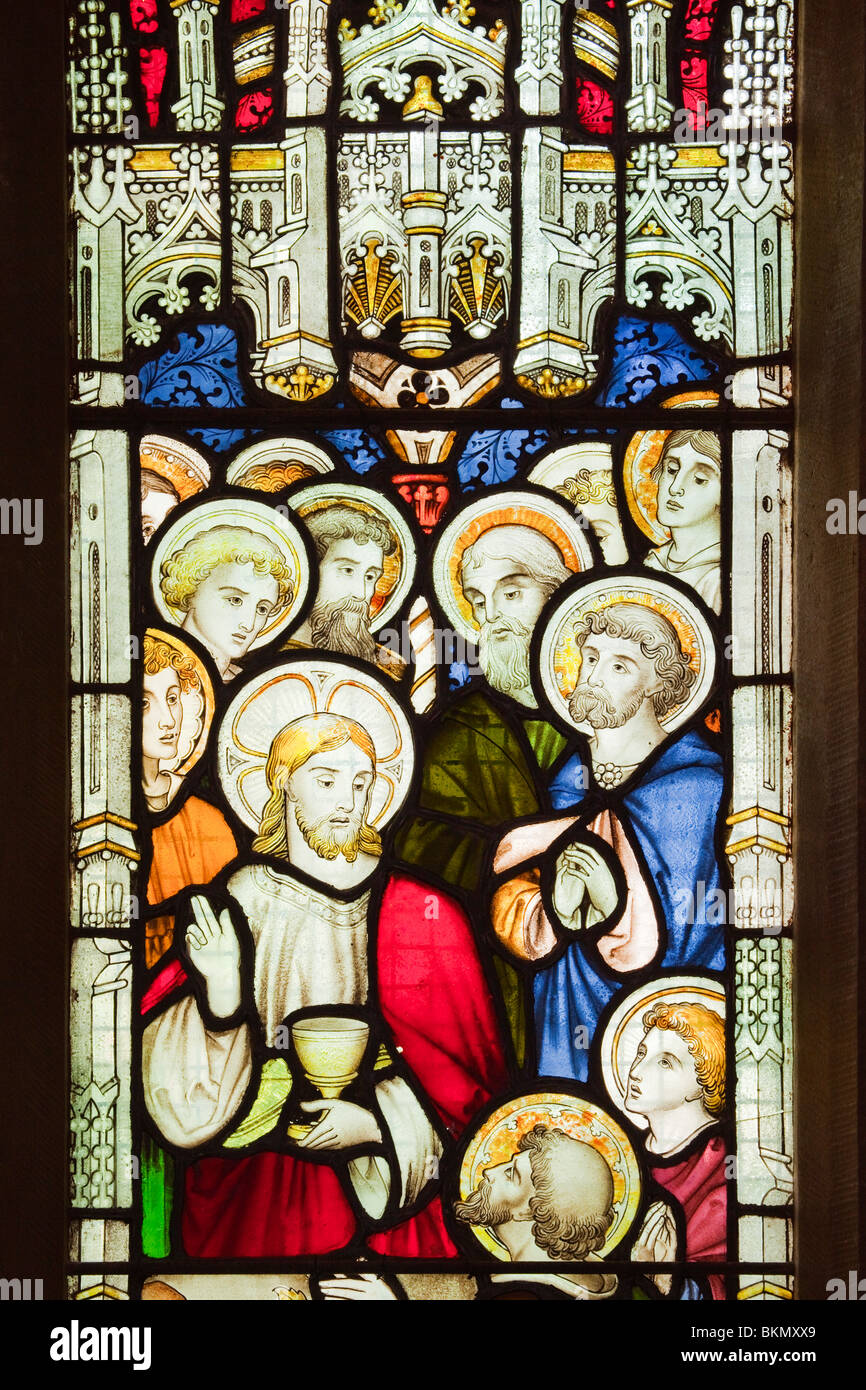 Stained glass windows in St Olaf's Church in Wasdale Head in the ...