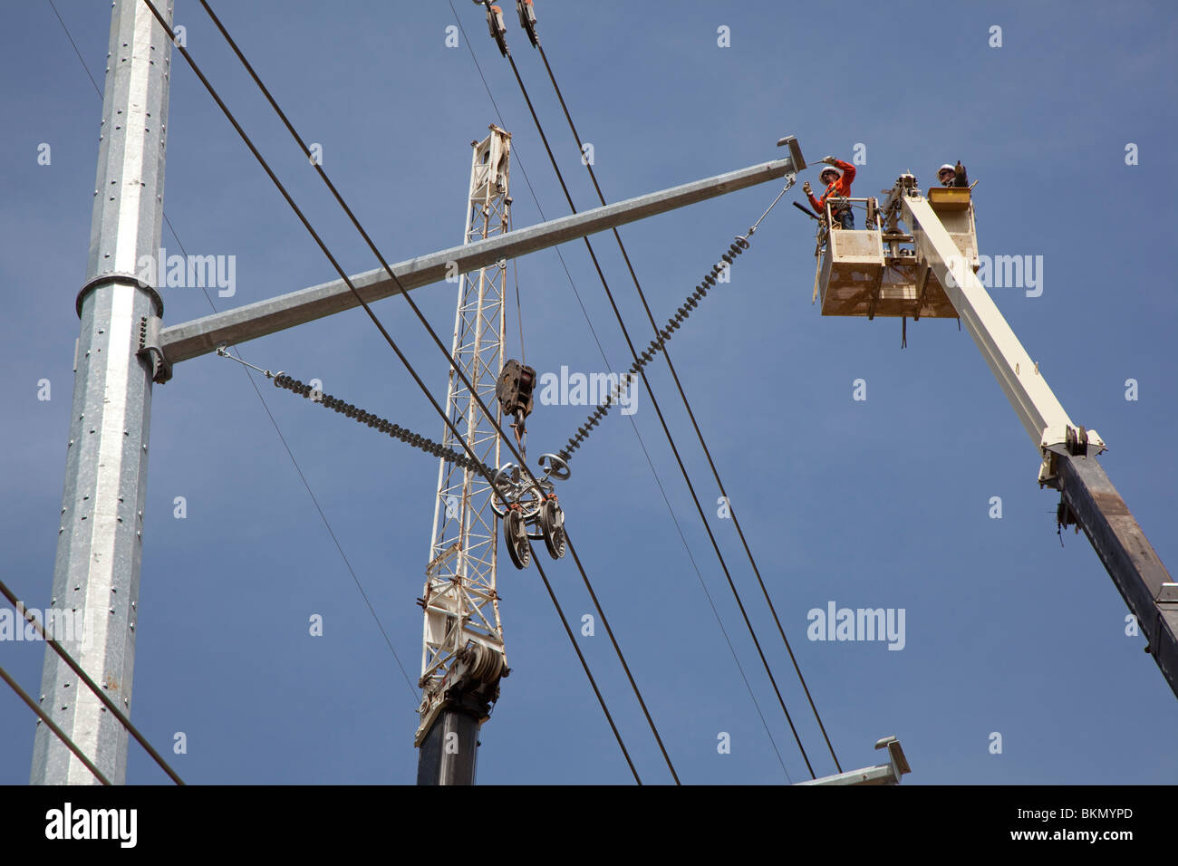 Construction of High Voltage Power Line Stock Photo - Alamy