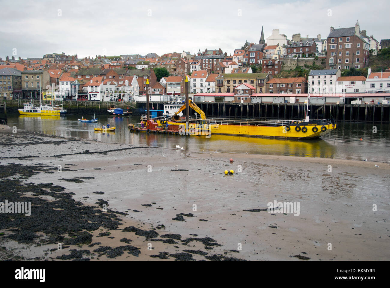 Whitby North Yorkshire UK Harbour Harbor Quay Sea Wall Fishing Boat ...