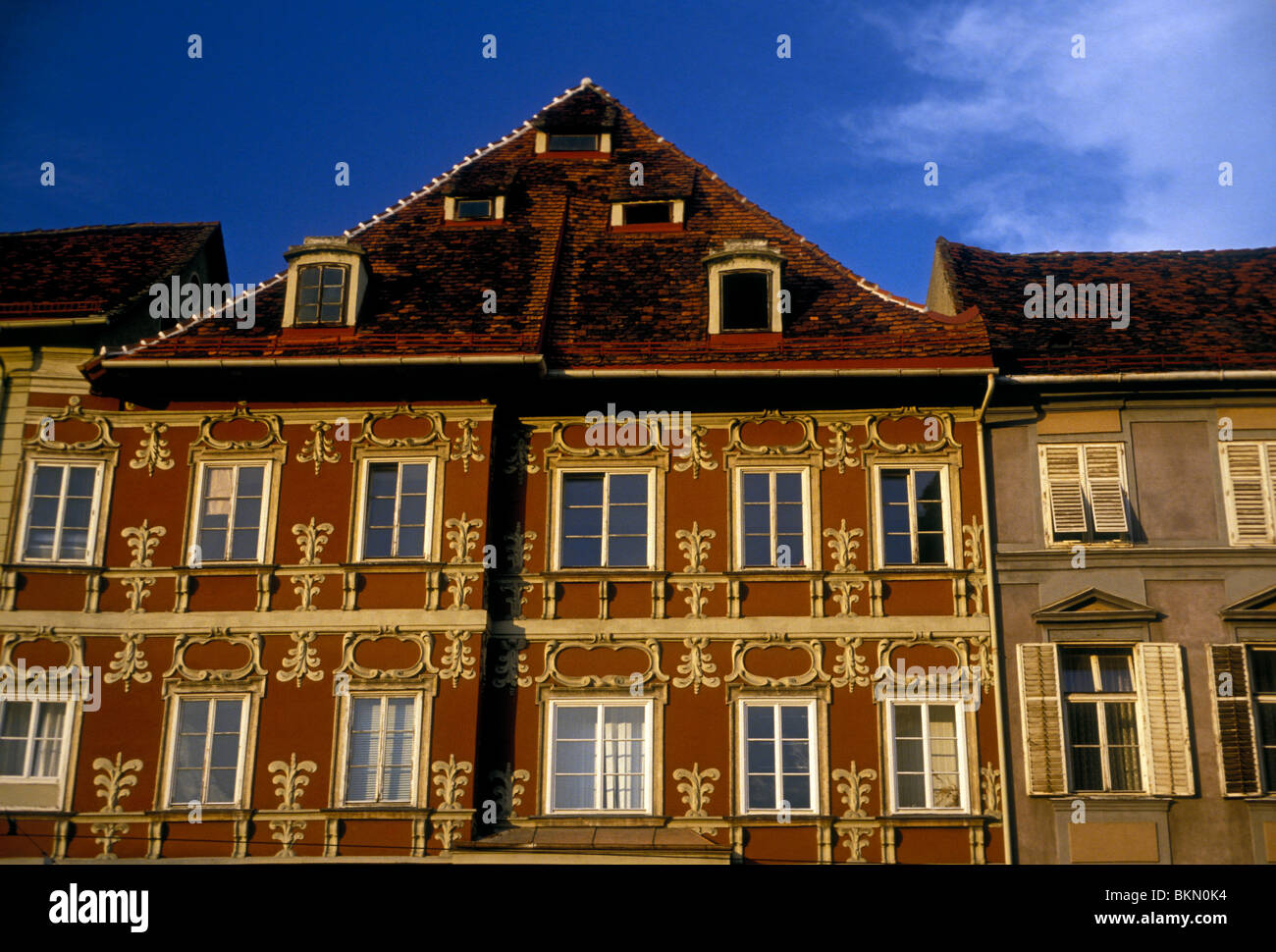 Architecture along Hauptplatz main square city of Graz Styria State ...