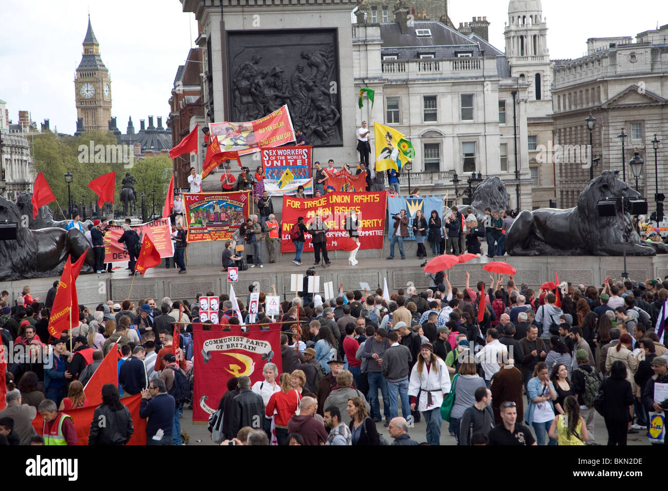 May Day march and rally at Trafalgar Square, May 1st, 2010 Stock Photo ...