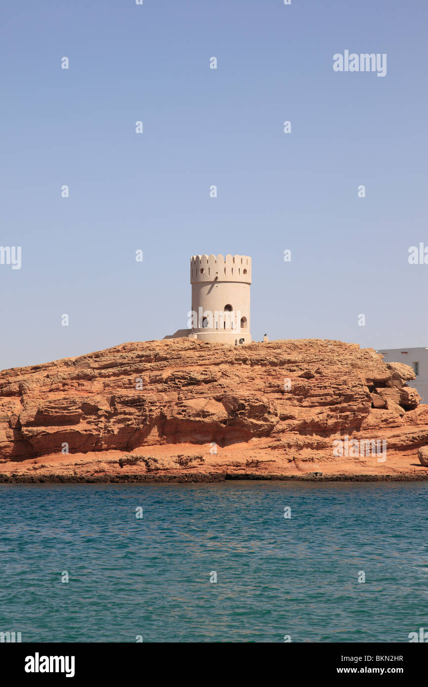 old watchtower at the village Sur, Arabian Sea, Sultanate of Oman ...