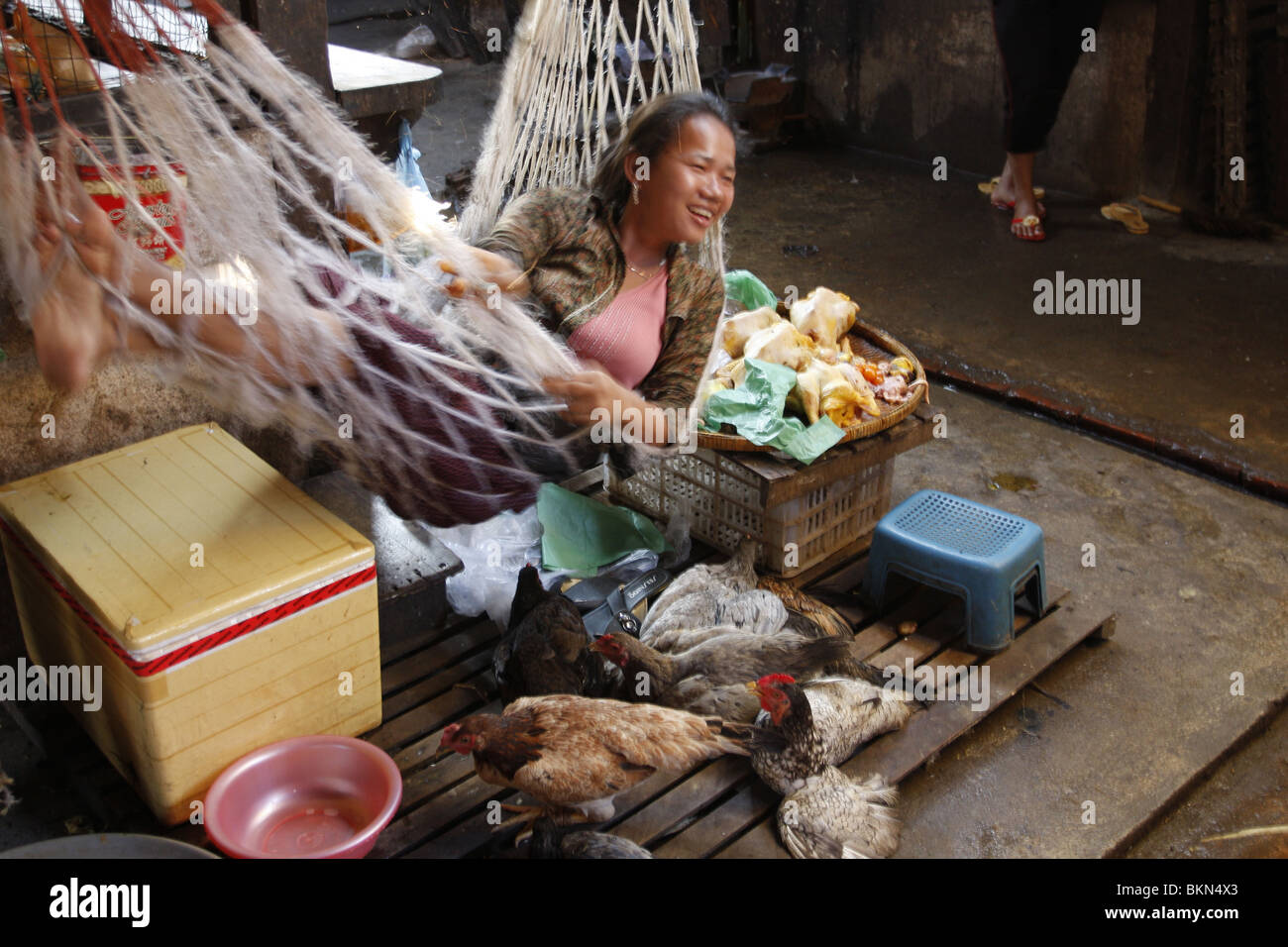 Chicken vendor market stall selling hi-res stock photography and images ...