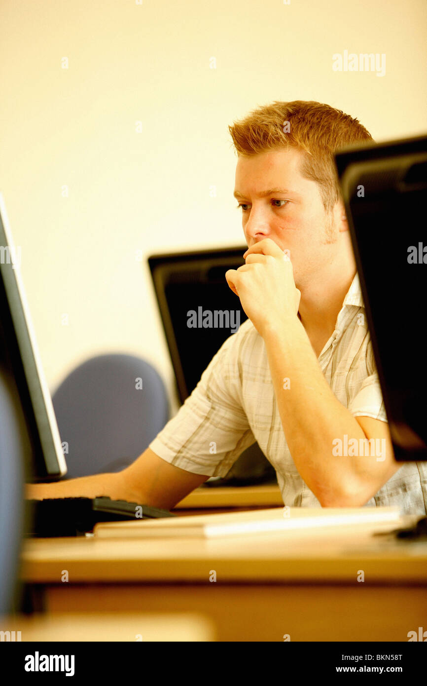 University students working at computer workstations Stock Photo - Alamy