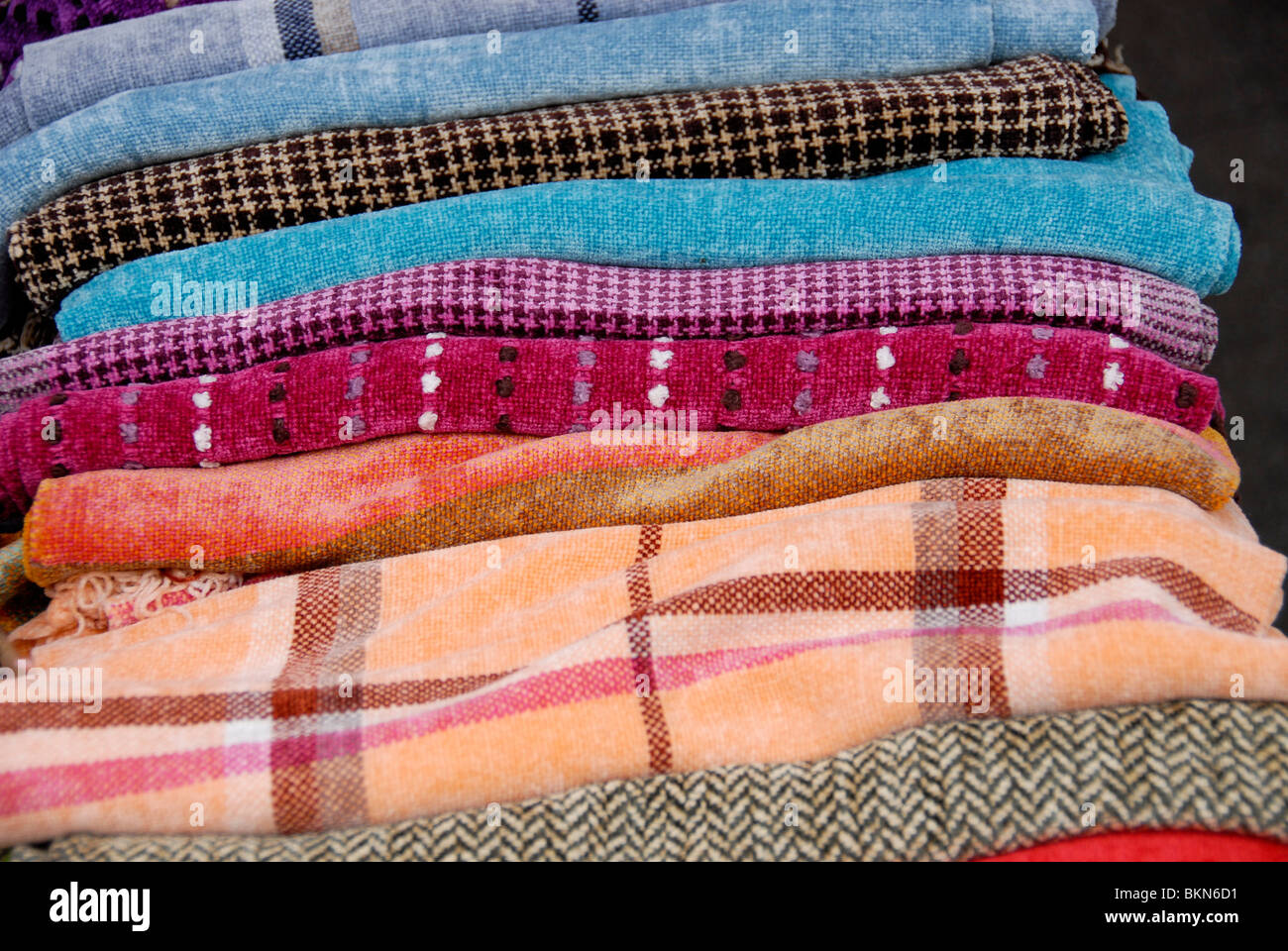 A variety of stack of colors of Terry cloth velour Stock Photo - Alamy