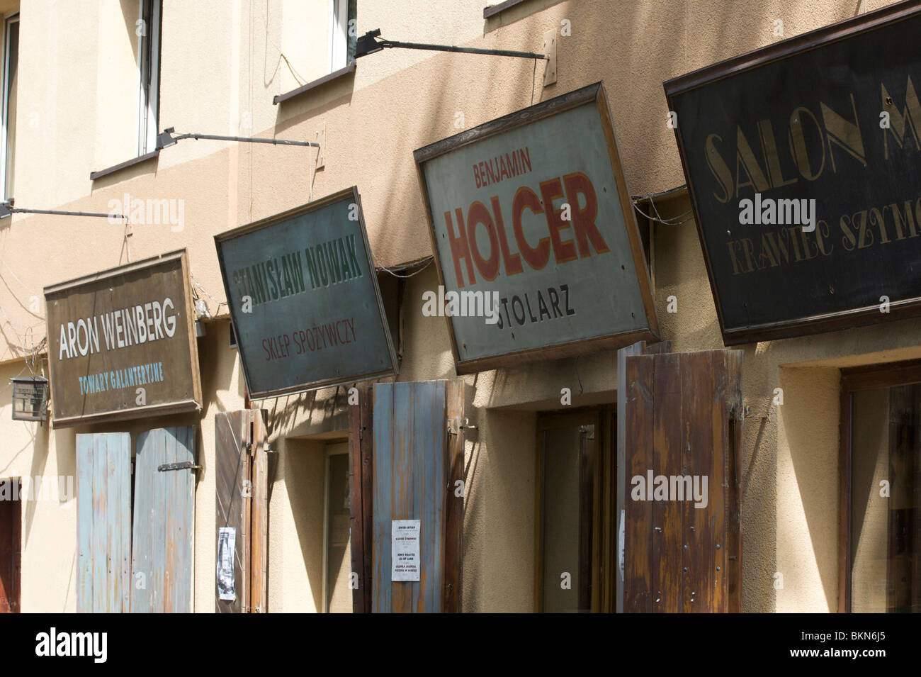 Original painted wooden shop signage and wooden shutters with Jewish ...
