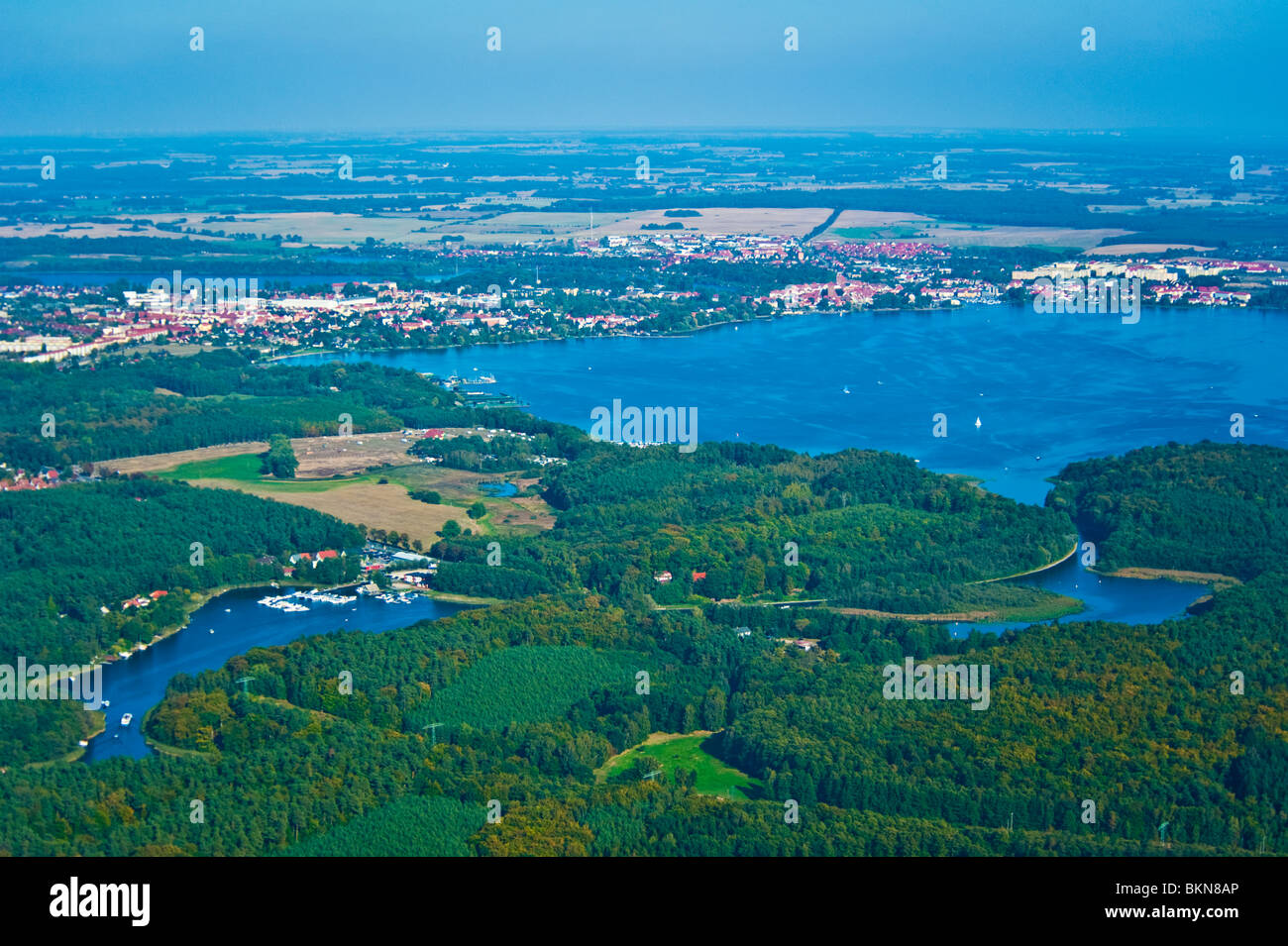 Aerial photo of Waren, lake Muritz, Mecklenburg Western-Pomerania ...