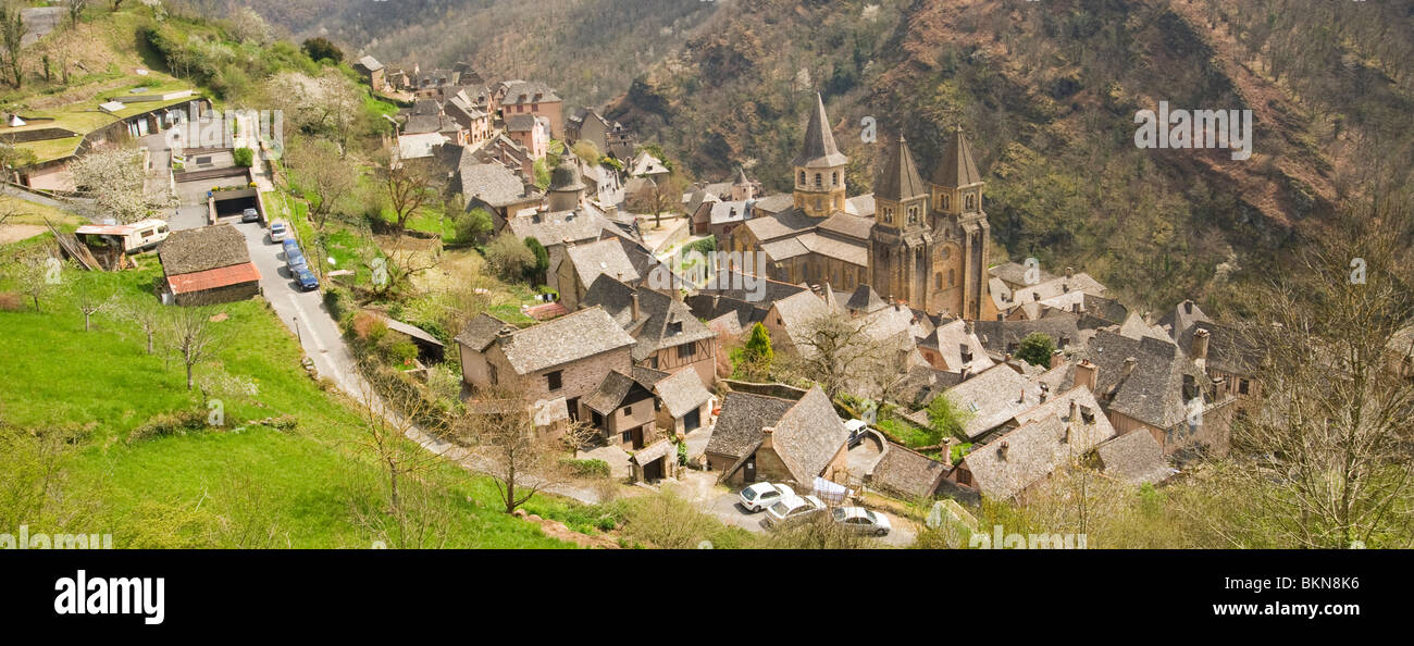 Aeriel View of the Beautiful Medieval Town of Conques with Ancient ...