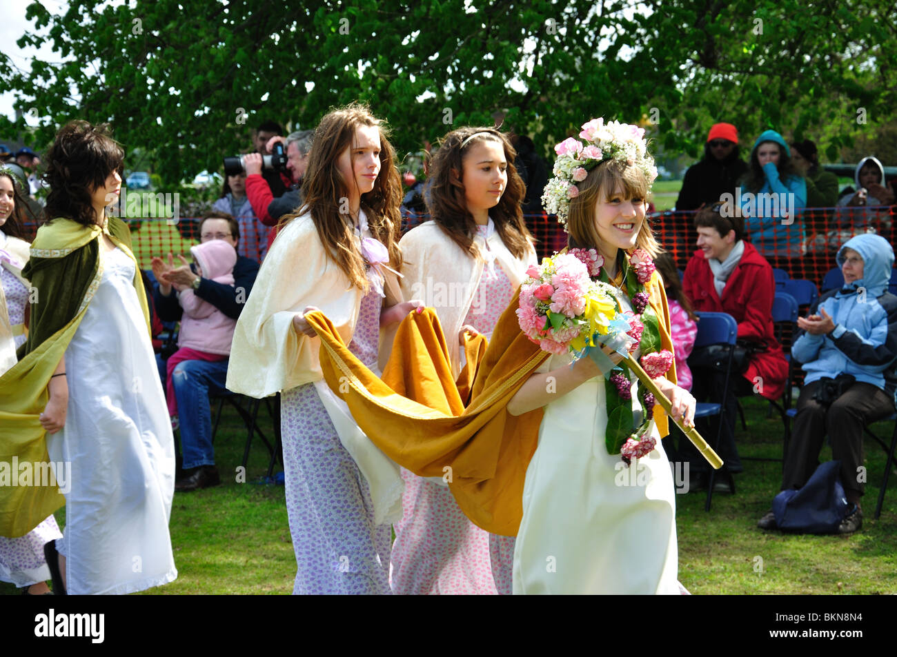 The 'May Queen' parading, The Ickwell May Day Festival, Ickwell Green ...