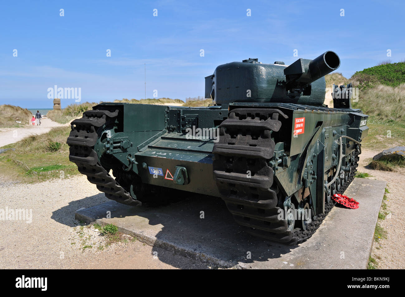 Second World War Two AVRE Churchill MK VIII tank at WW2 Juno Beach ...