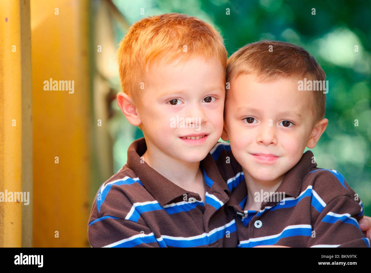 Portrait Of Two Young Boys Stock Photo - Alamy