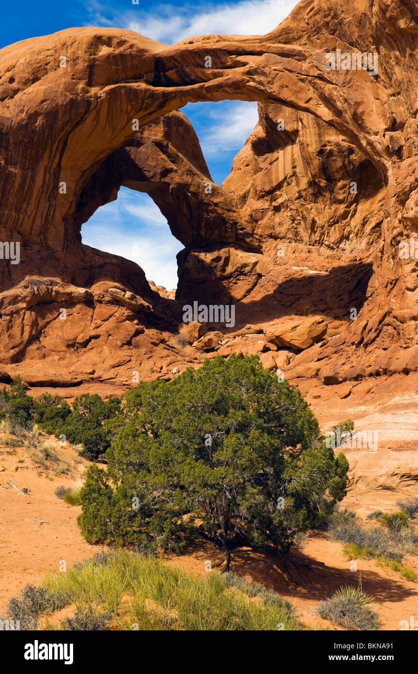 Utah, United States Of America; Double Arch Formation At Arches ...