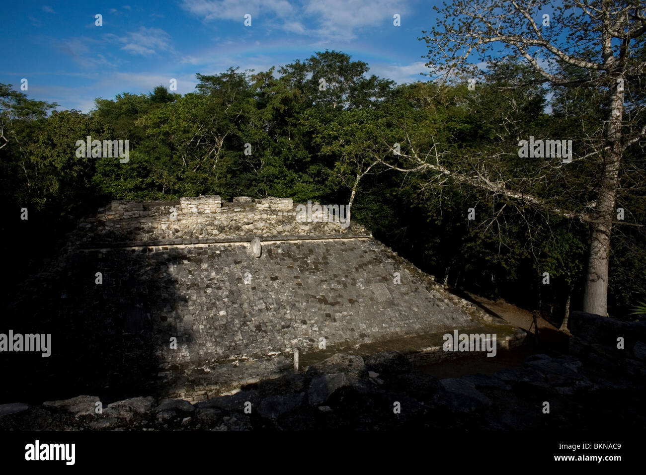A Mayan ball court in the ruins of the ancient Mayan city of Coba in ...