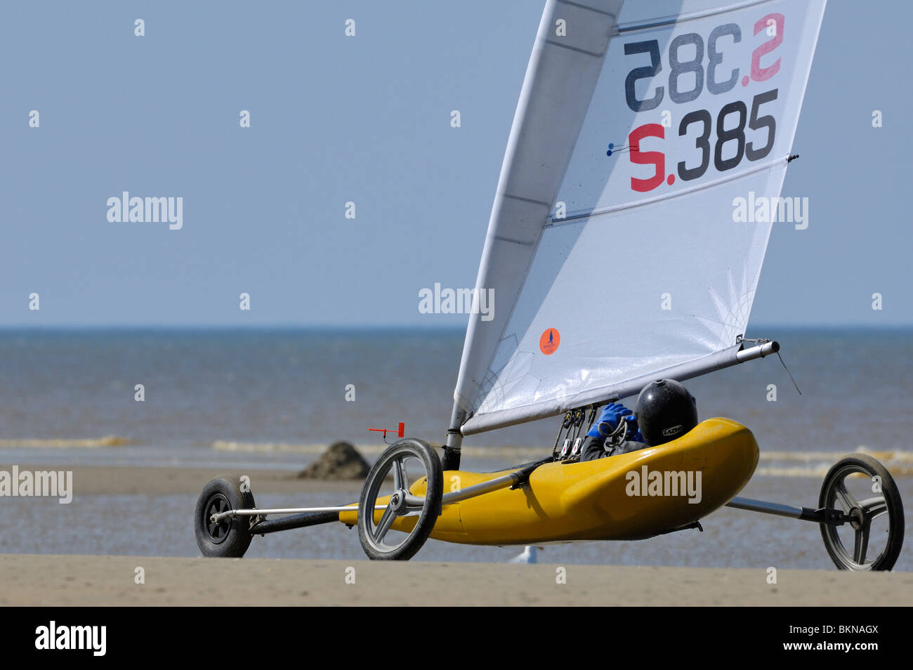 Land sailing / sand yachting / land yachting on the beach at De Panne ...