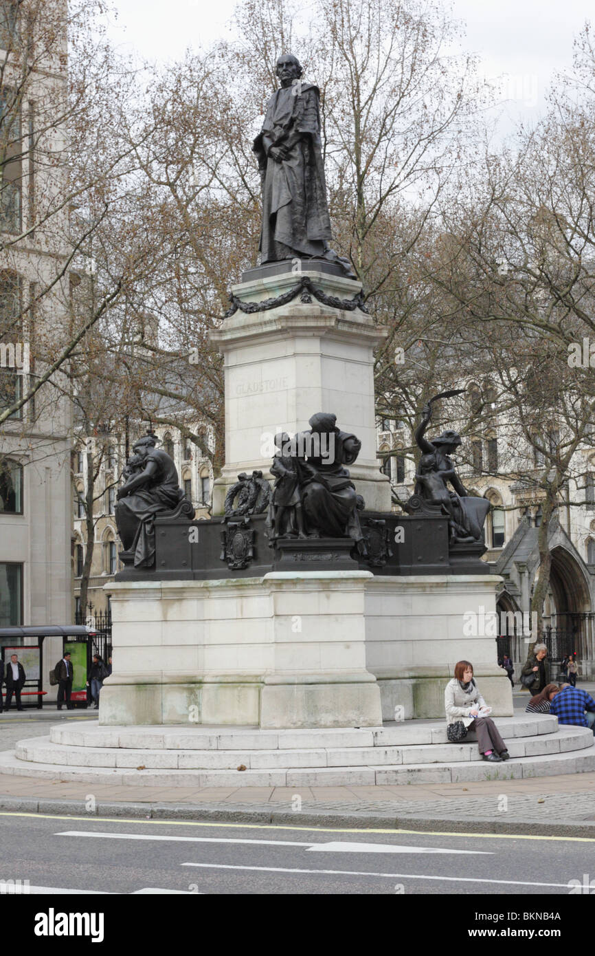 Situated in the Strand in London is this bronze statue of William Ewart ...