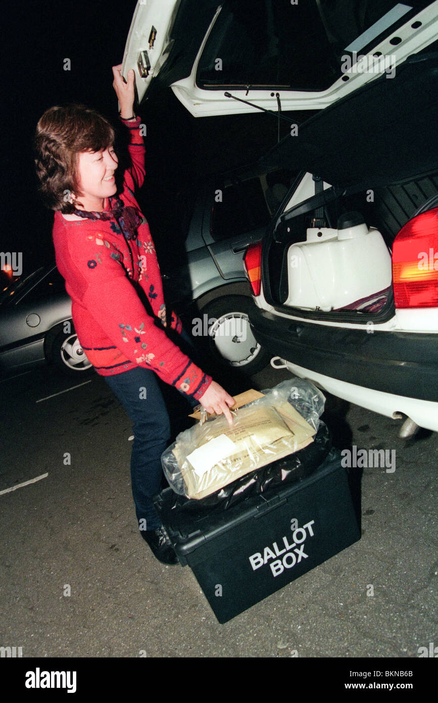 General Election ballot boxes arrive at a constituency count in the UK ...