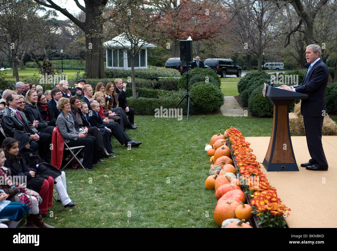 President George W Bush performs the 2008 National Turkey Pardon Stock ...