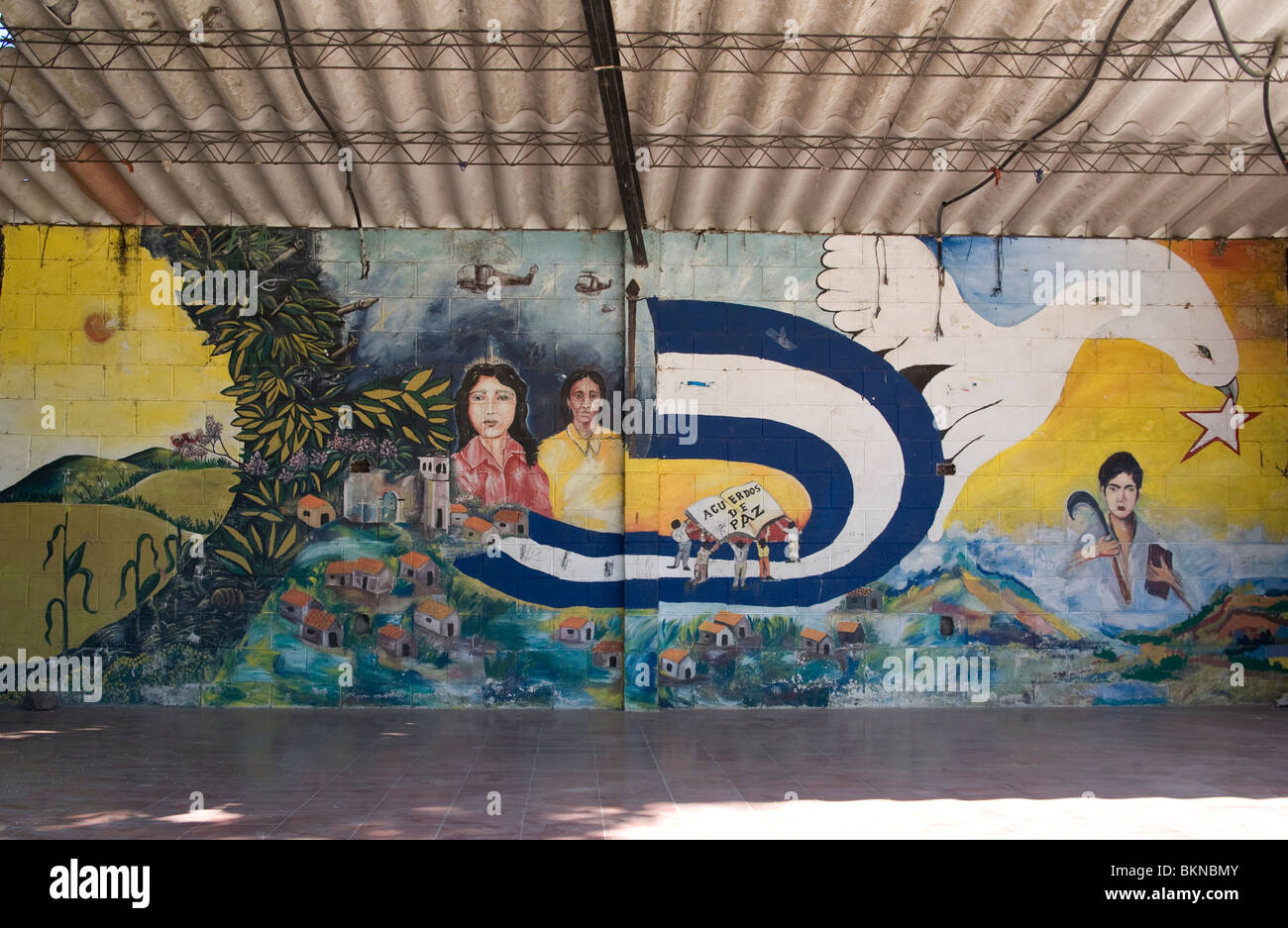 Mural to Cinquera's first martyr, Cinquera, Cabanas, El Salvador Stock ...