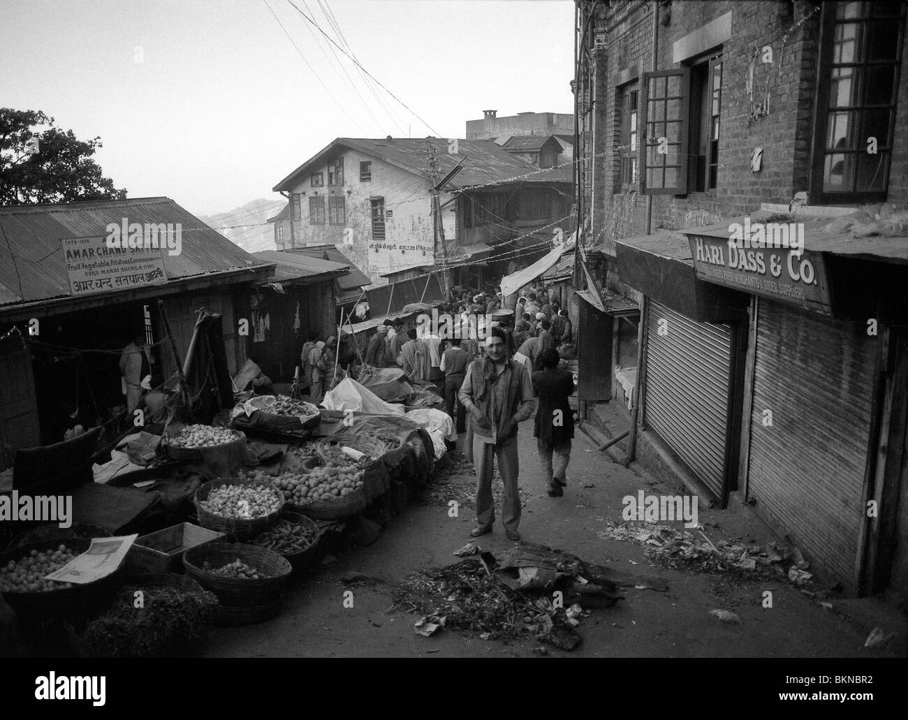 A fruit and vegtable market in Sabzi Mandi, the Lower Bazar in Shimla ...
