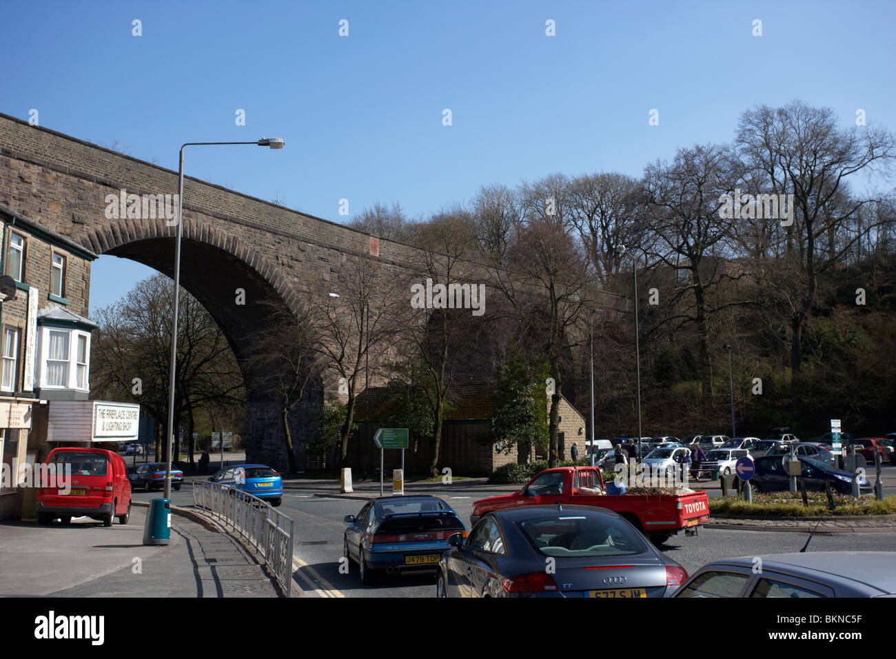 road under victorian railway viaduct in Buxton Derbyshire England UK ...