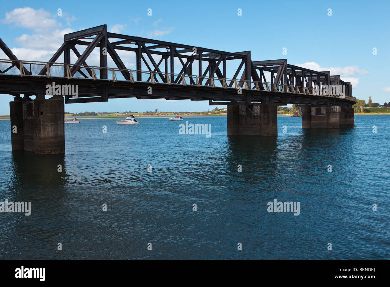 This rail bridge, opened in 1928, crosses the Tauranga Harbour joining ...