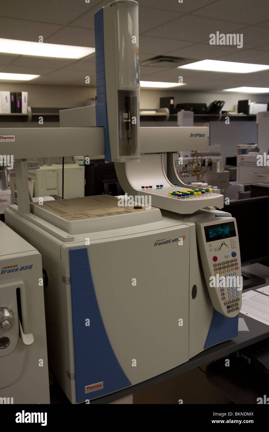 Gas chromatograph machines used to test various samples of forensic ...