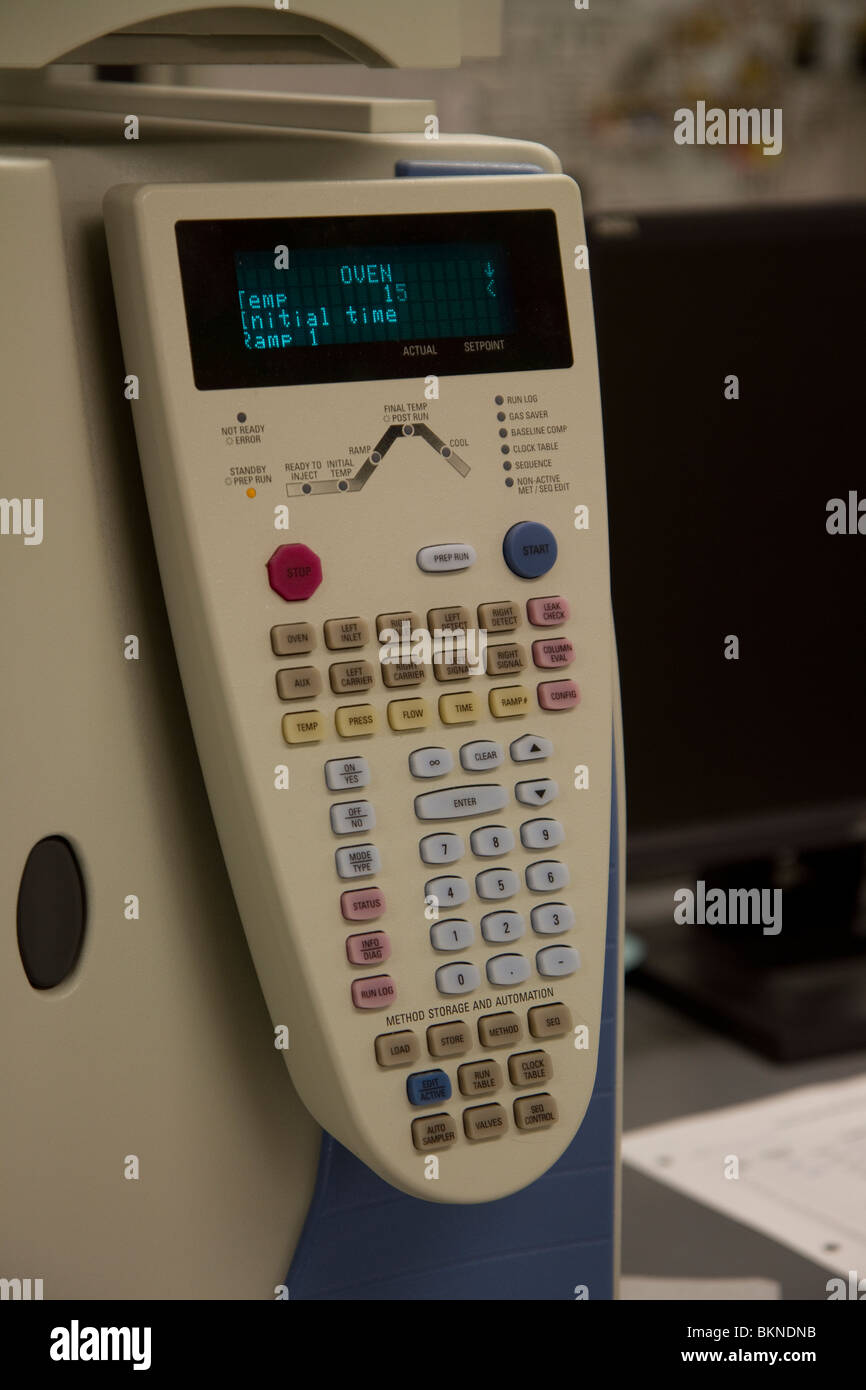 Gas chromatograph machines used to test various samples of forensic ...