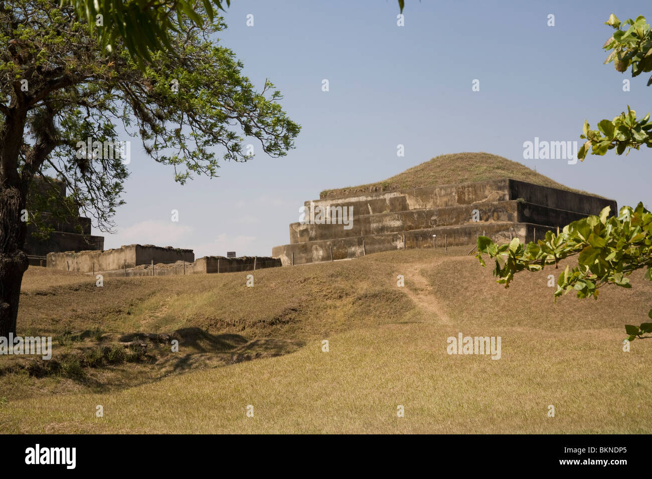 The pyramid at San Andres Mayan ruins in the valley of Zapotitán, El ...