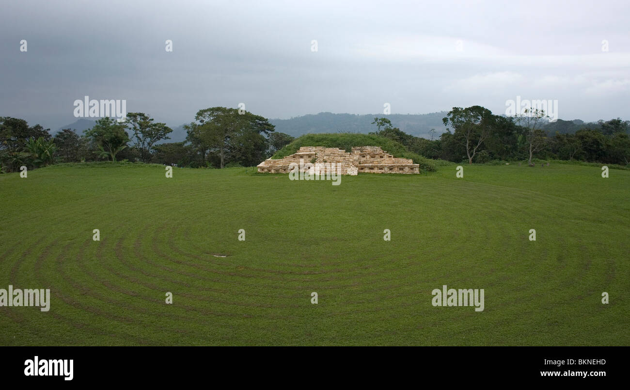 The central patio in the Totonacan ruins of Yohualichan on the ...