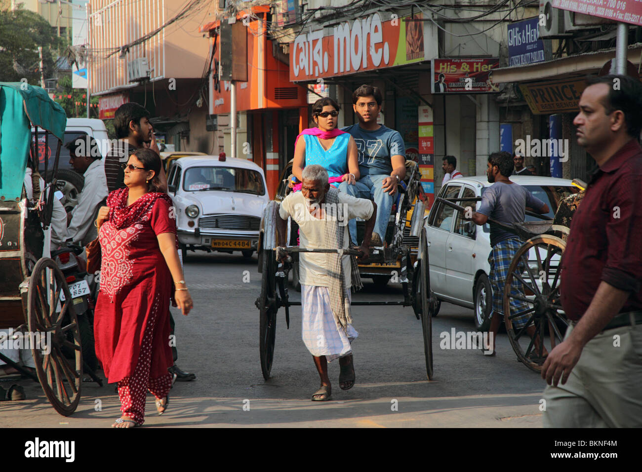 Indian pulling rickshaw hi-res stock photography and images - Alamy