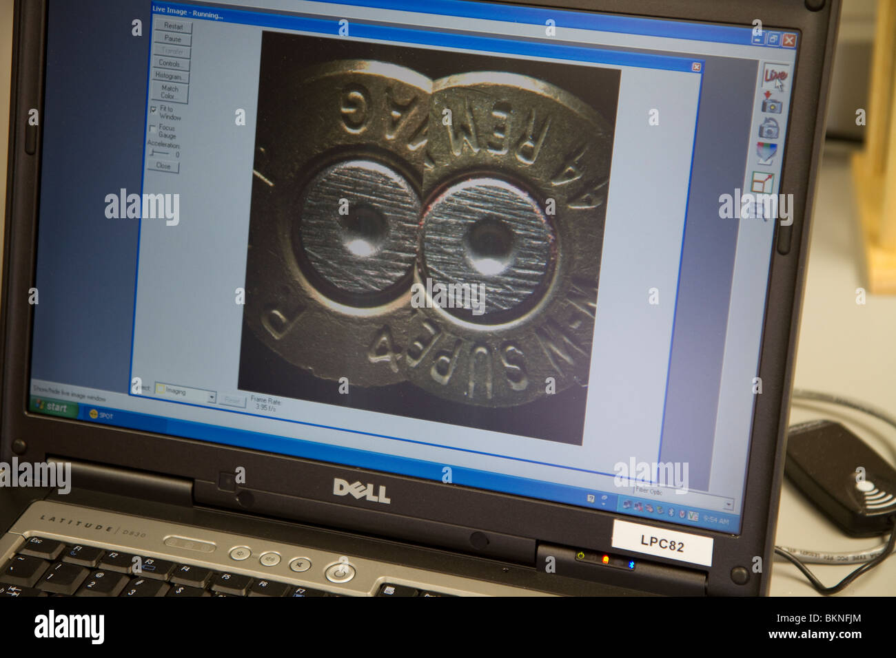 Computer screen showing a side-by-side comparison of hammer marks on ...
