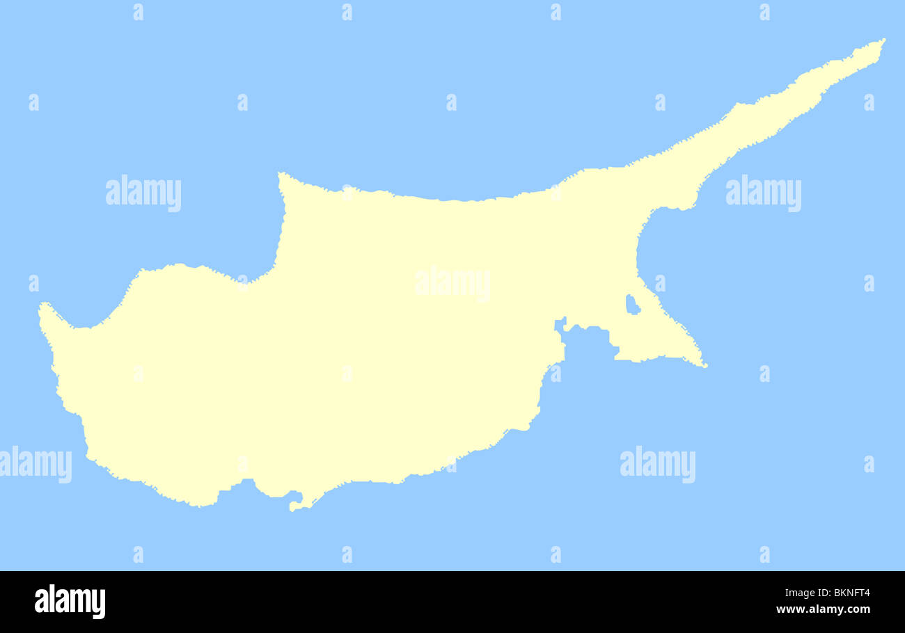 Map of Cyprus isolated on a blue background Stock Photo - Alamy
