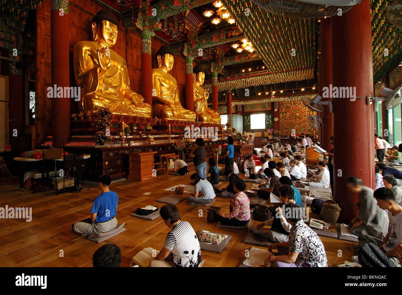 In Prayer for Buddha Inside Jogyesa Temple in Seoul, South Korea ...