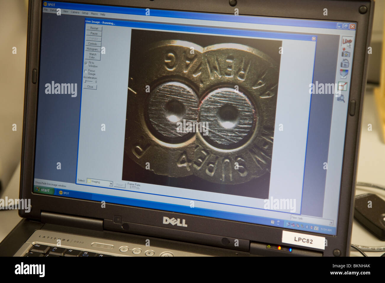 Computer screen showing a side-by-side comparison of hammer marks on ...
