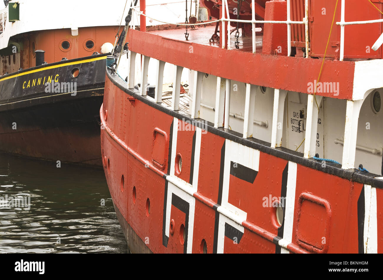 The Helwick Lightship and the Tugboat Canning in Swansea Marina South ...