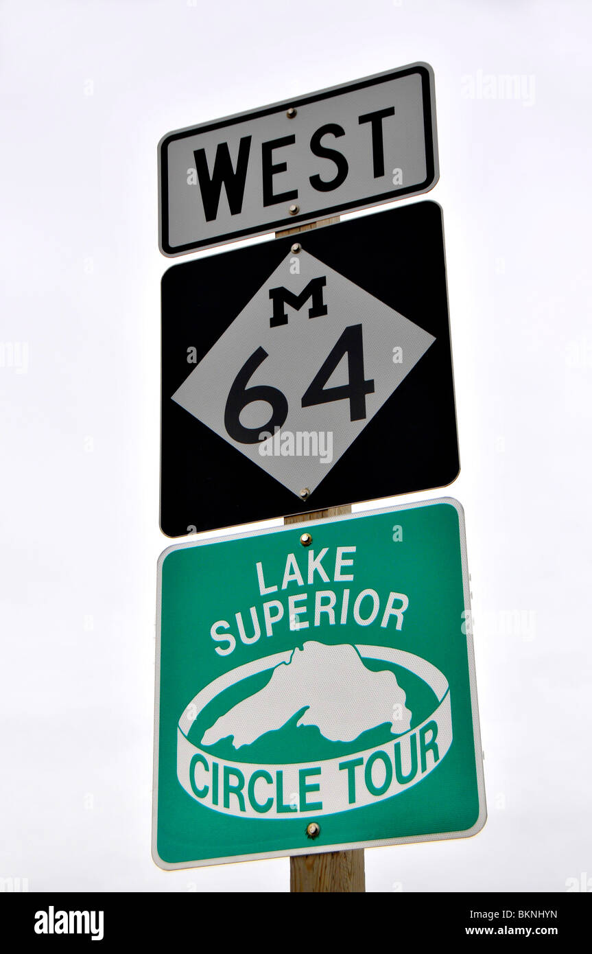 Great Lakes Circle Tour Sign Lake Superior Stock Photo - Alamy