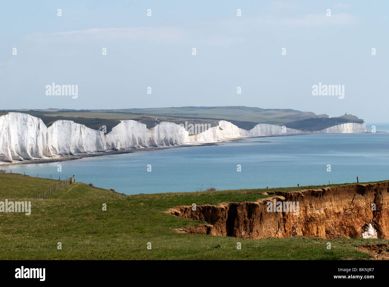 The Seven Sisters chalk cliffs near Eastbourne. East Sussex. England ...