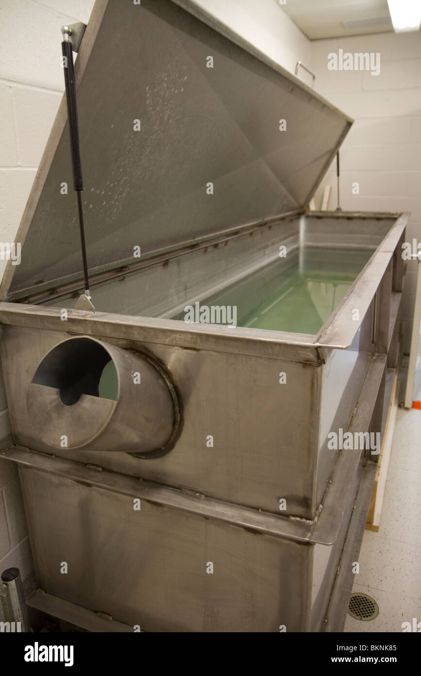 Water tank in ballistics section of forensic laboratory. Nebraska State ...