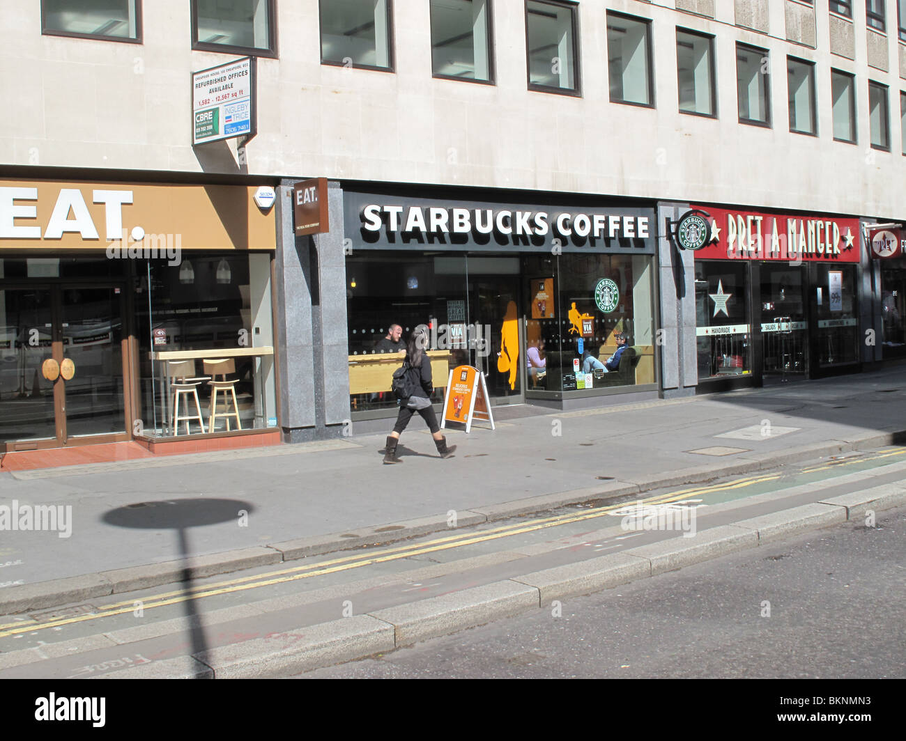 Eat Starbucks Coffee Pret a Manger shops in competition Stock Photo - Alamy