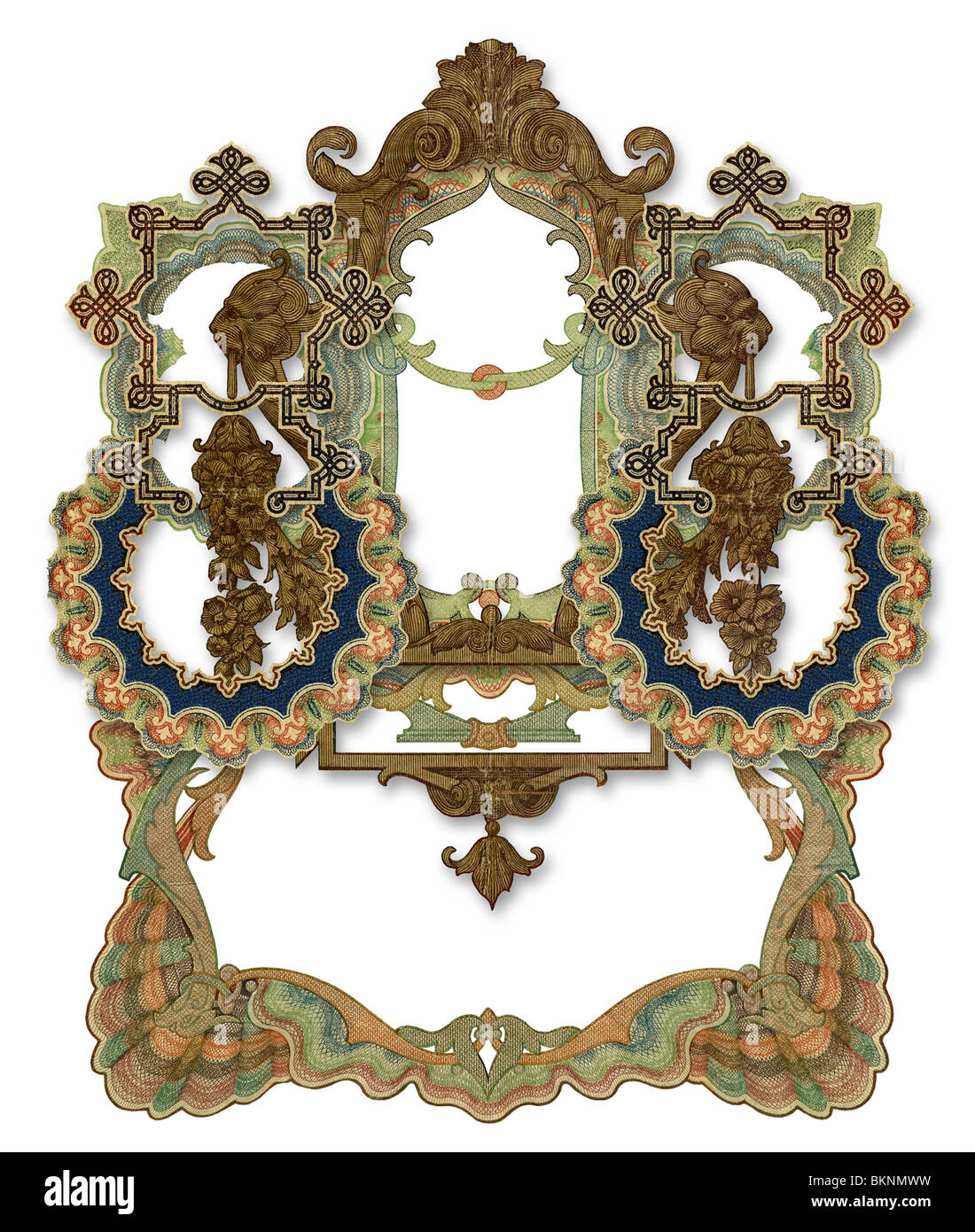 Luxuriously illustrated old colored victorian frame Stock Photo - Alamy