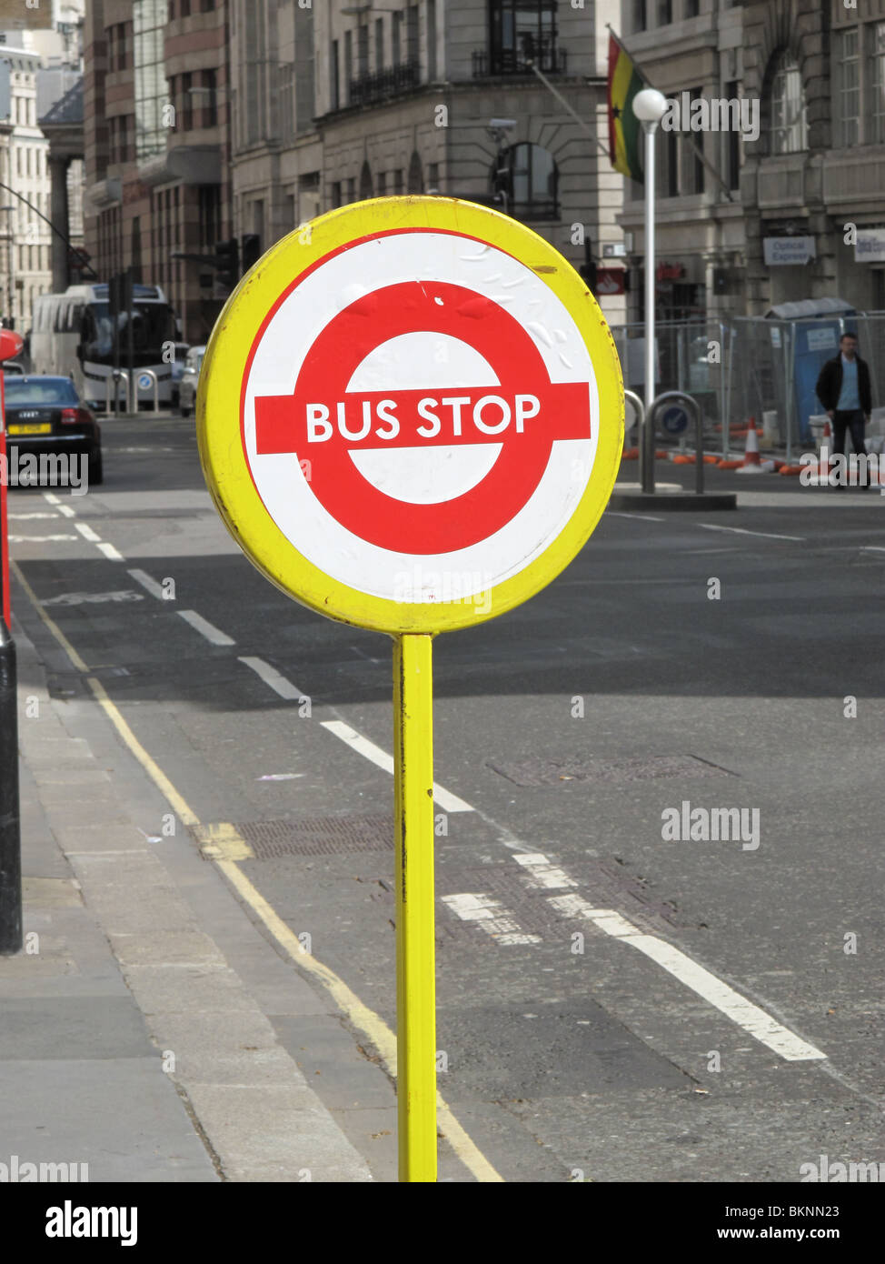 Temporary Bus stop London Stock Photo - Alamy